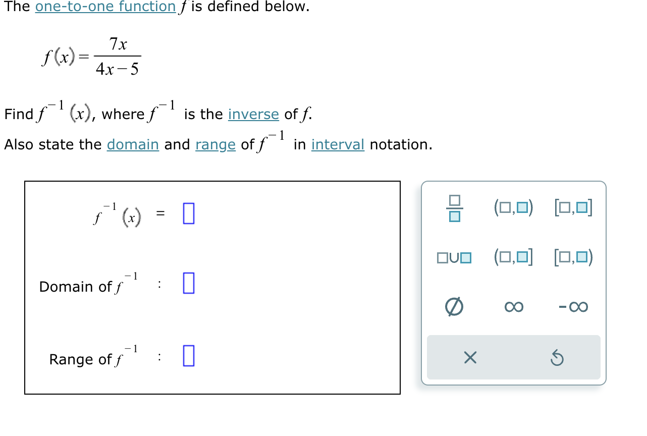 Solved The one-to-one function f is defined below. | Chegg.com