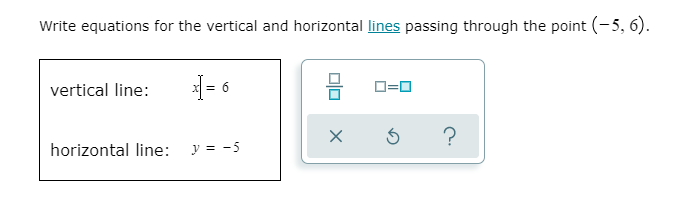 Solved Write equations for the vertical and horizontal lines | Chegg.com