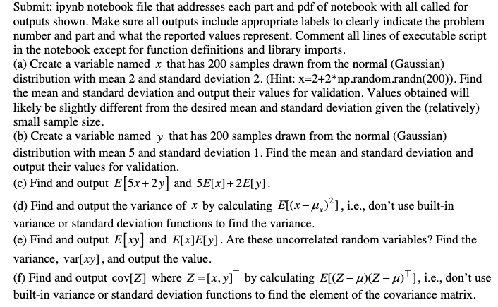 Solved Submit: ipynb notebook file that addresses each part | Chegg.com