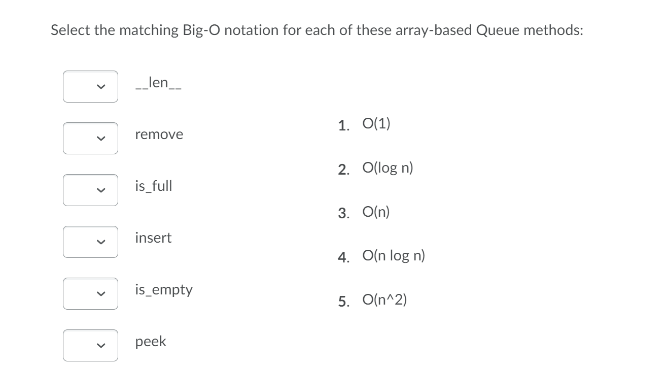 Solved Select the matching Big-O notation for each of these | Chegg.com
