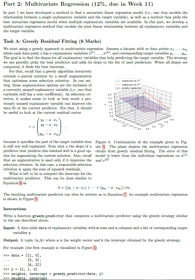 Python, don't use numpy Please provide the code (with | Chegg.com