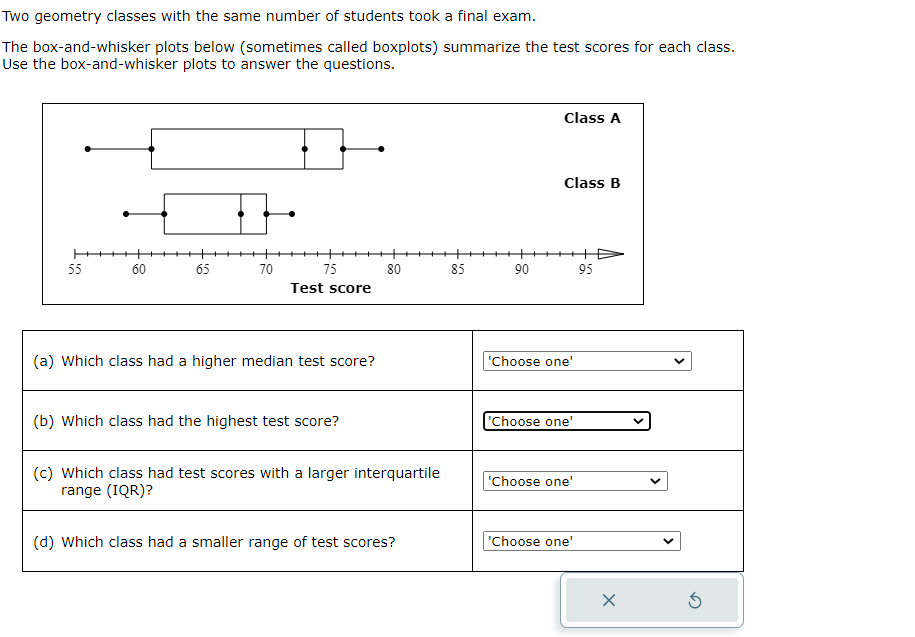 Solved wo geometry classes with the same number of students | Chegg.com