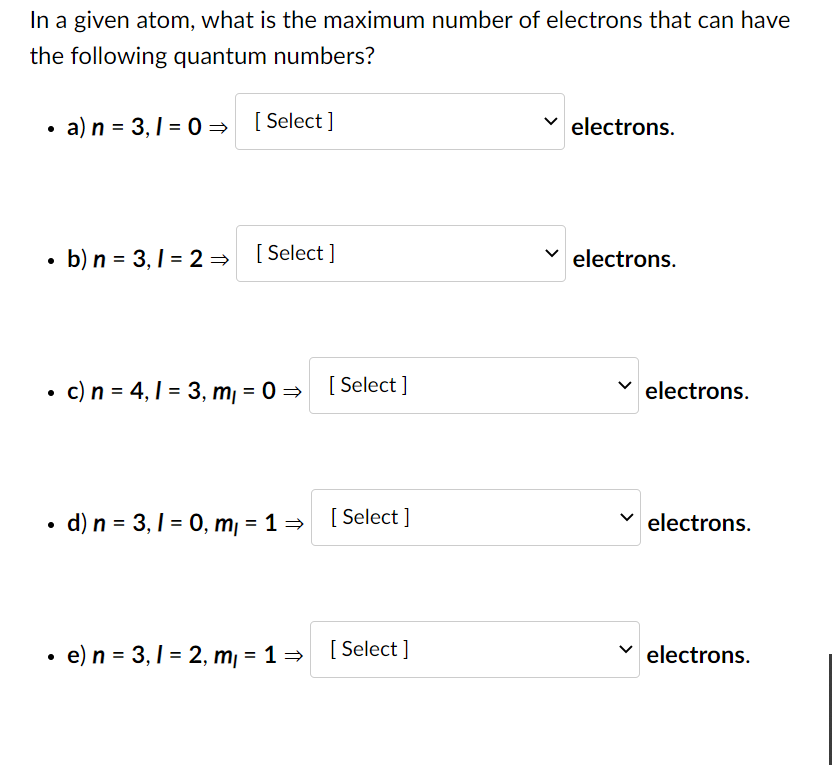 Solved In a given atom, what is the maximum number of | Chegg.com