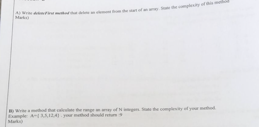 Solved A) Write deleteFirst method that delete an element | Chegg.com