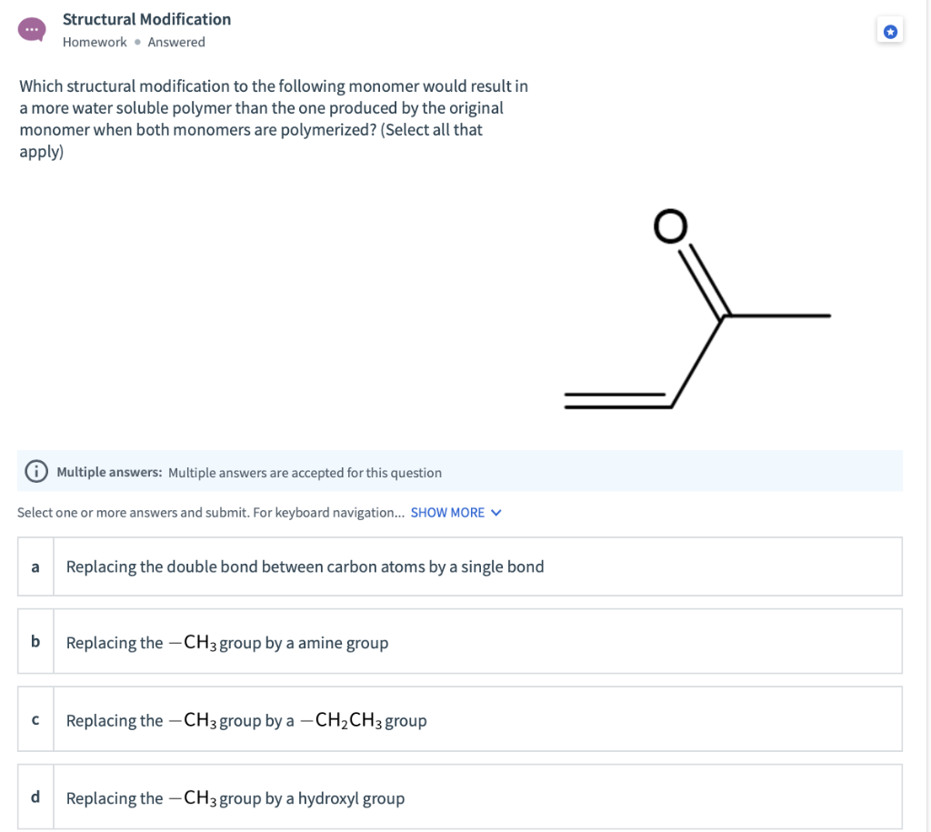 Solved Structural Modification Homework Answered Which | Chegg.com