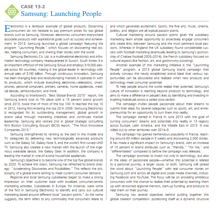 Solved 1. ﻿What is the purpose behind Samsung’s global | Chegg.com