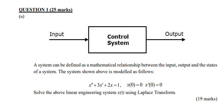 Solved QUESTION 1 (25 marks) (a) A system can be defined as | Chegg.com