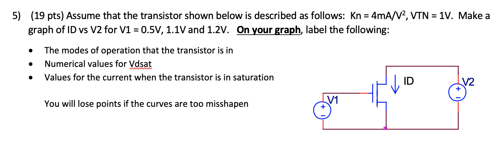 Solved 5) (19 pts) Assume that the transistor shown below is | Chegg.com