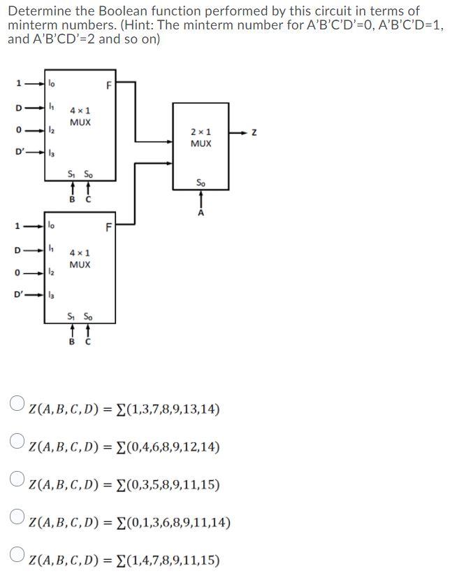 Solved Determine the Boolean function performed by this | Chegg.com
