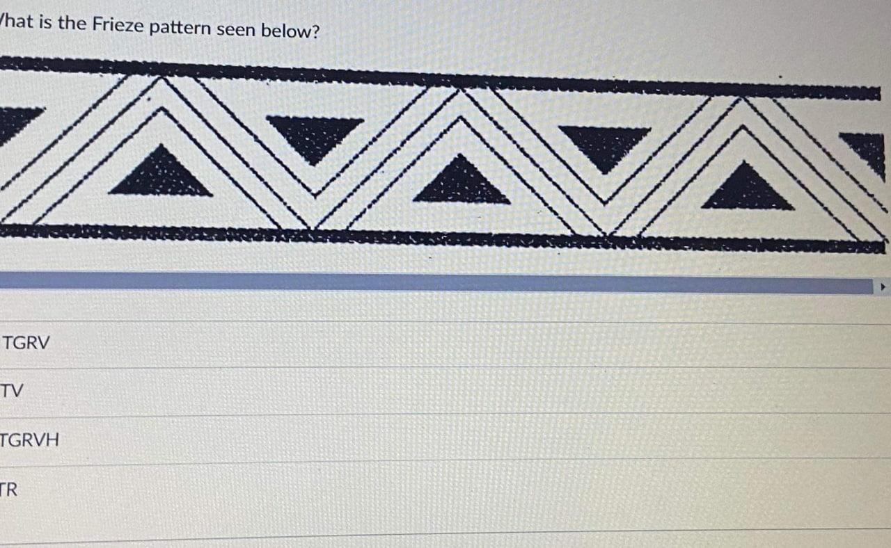 Solved That is the Frieze pattern seen below? TGRV TV TGRVH | Chegg.com