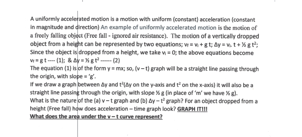 Solved A uniformly accelerated motion is a motion with | Chegg.com