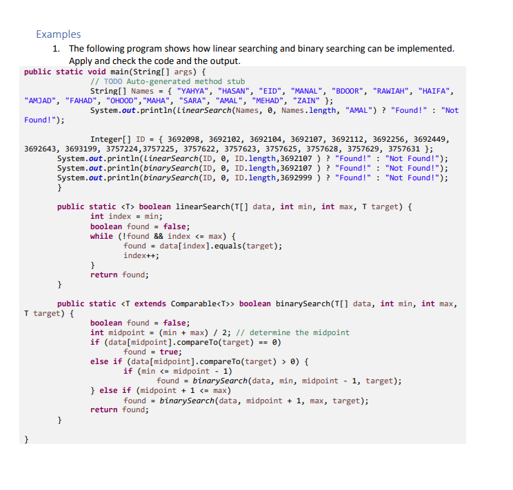 Solved Examples 1. The following program shows how linear | Chegg.com