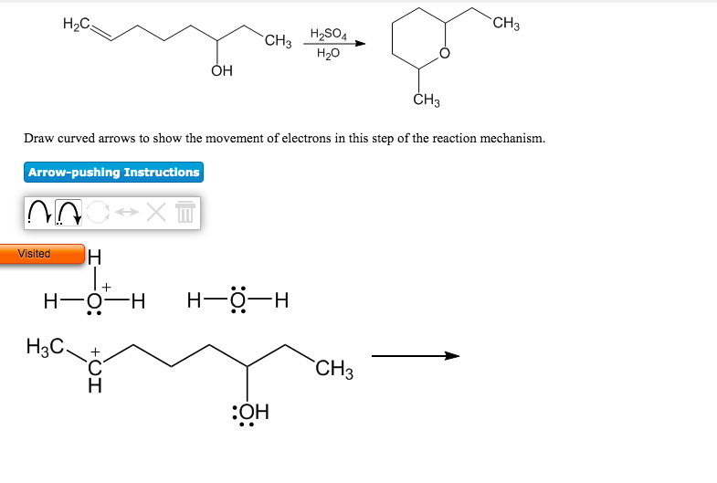 Solved HC CH3 CH3 H2SO4 H20 OH CH3 Draw curved arrows to | Chegg.com