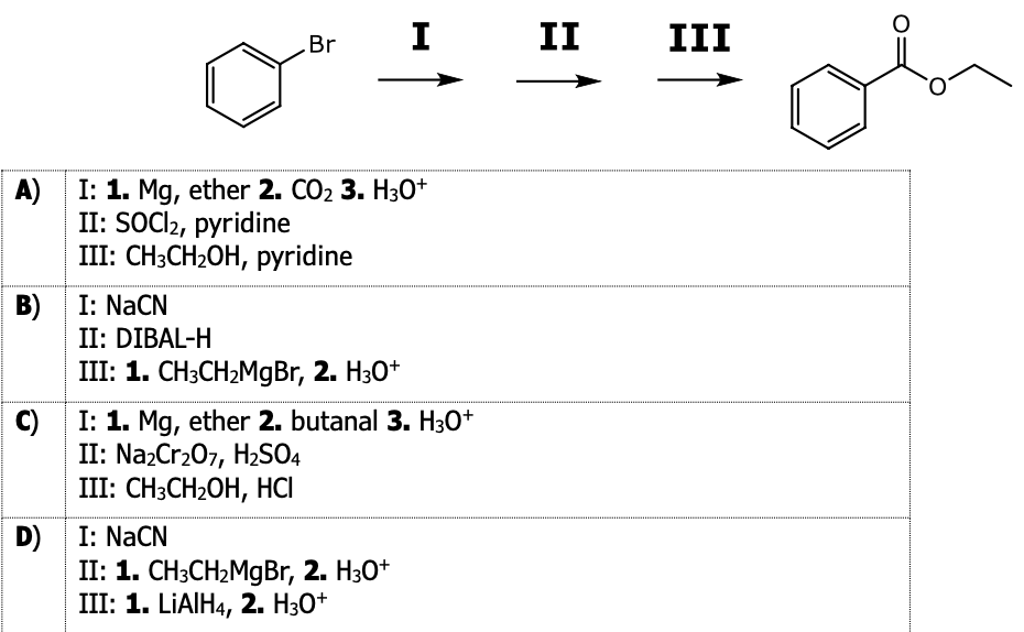 Solved Which of set of reagents listed below will convert | Chegg.com