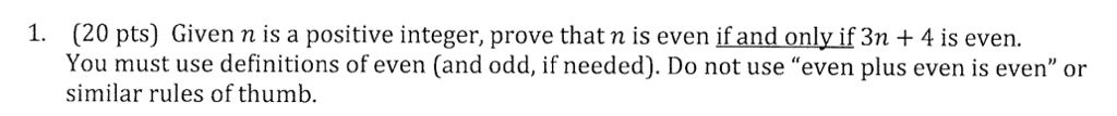Solved 1. (20 pts) Given n is a positive integer, prove that | Chegg.com