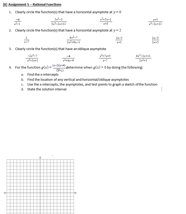 Solved [B] Assignment 5 – Rational Functions x+3 2x-5 x+1 1. | Chegg.com