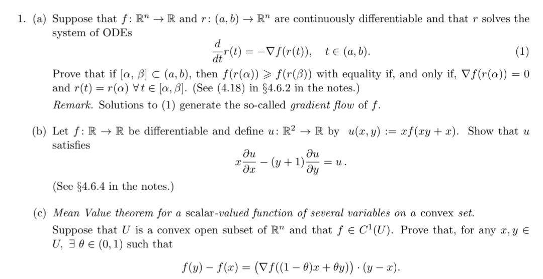 (a) Suppose that f:Rn→R and r:(a,b)→Rn are | Chegg.com