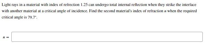 Solved Light rays in a material with index of refrection | Chegg.com