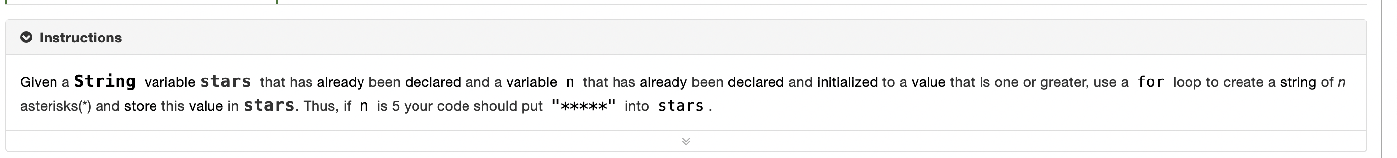 Solved Instructions Given a String variable stars that has | Chegg.com