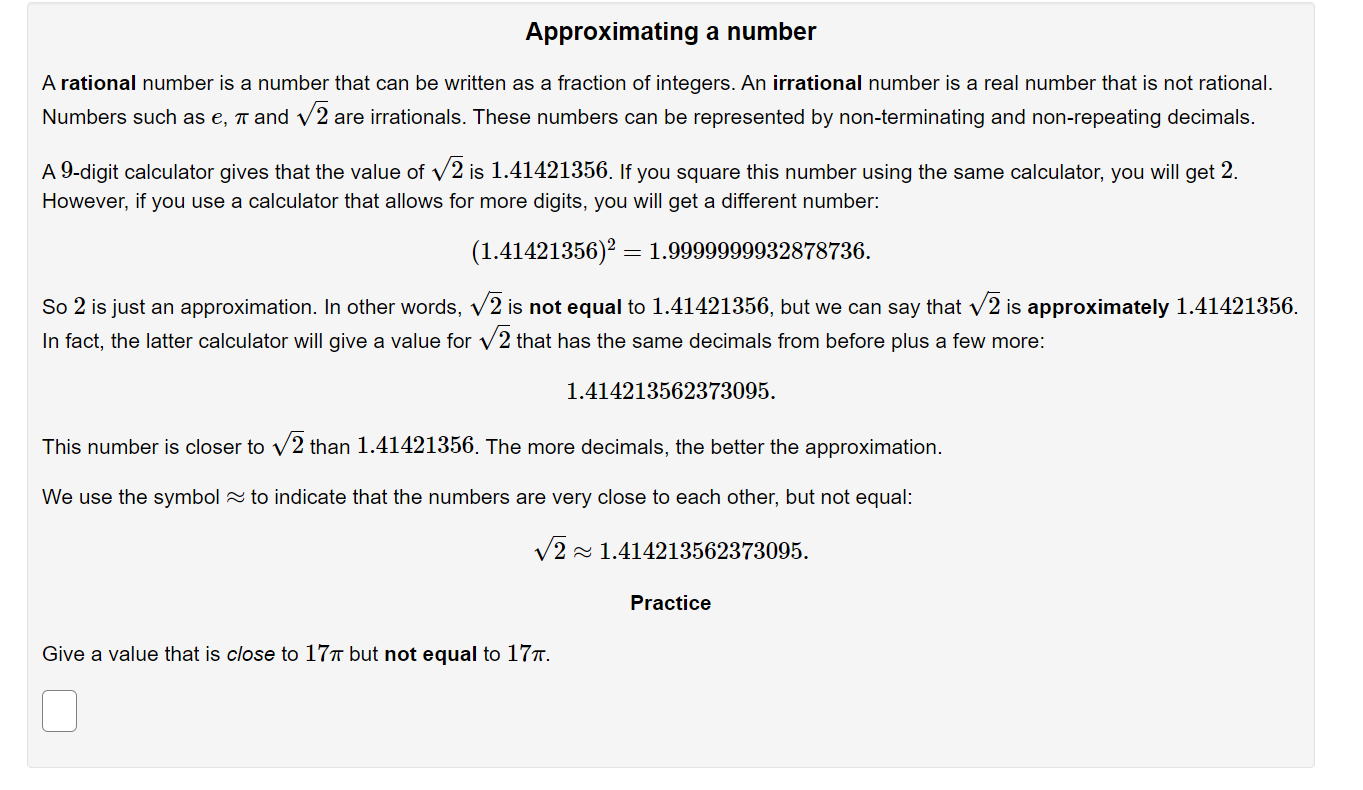 Solved Approximating a number A rational number is a number | Chegg.com
