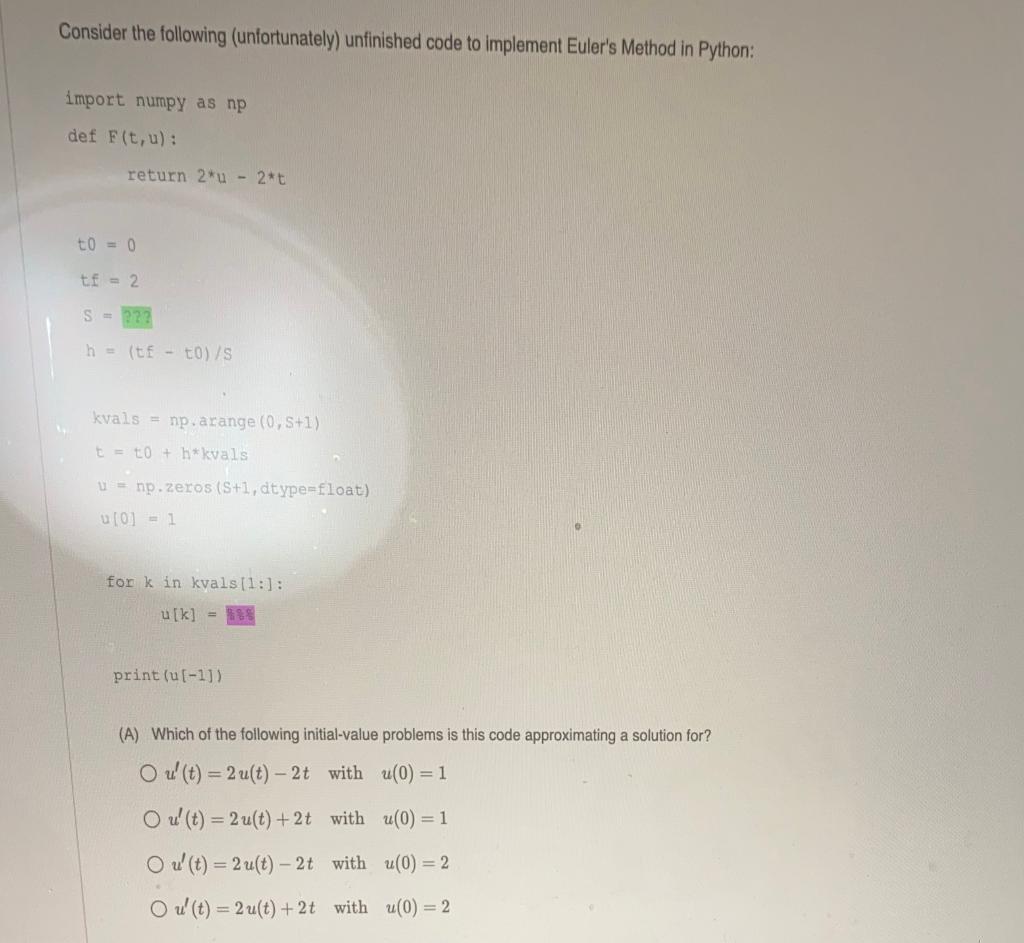 Solved Consider the following (unfortunately) unfinished | Chegg.com