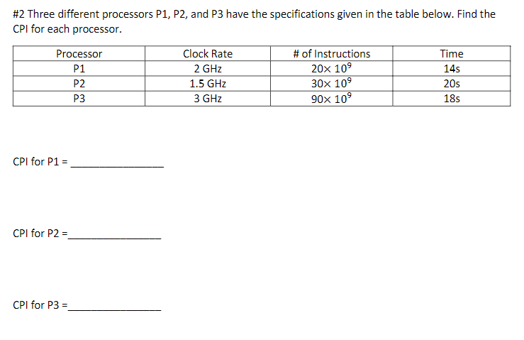 Solved #2 Three different processors P1, P2, and P3 have the | Chegg.com