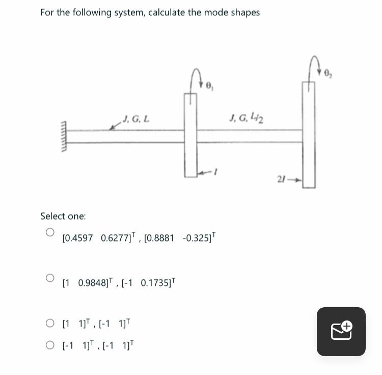 Solved For the following system, calculate the mode shapes | Chegg.com
