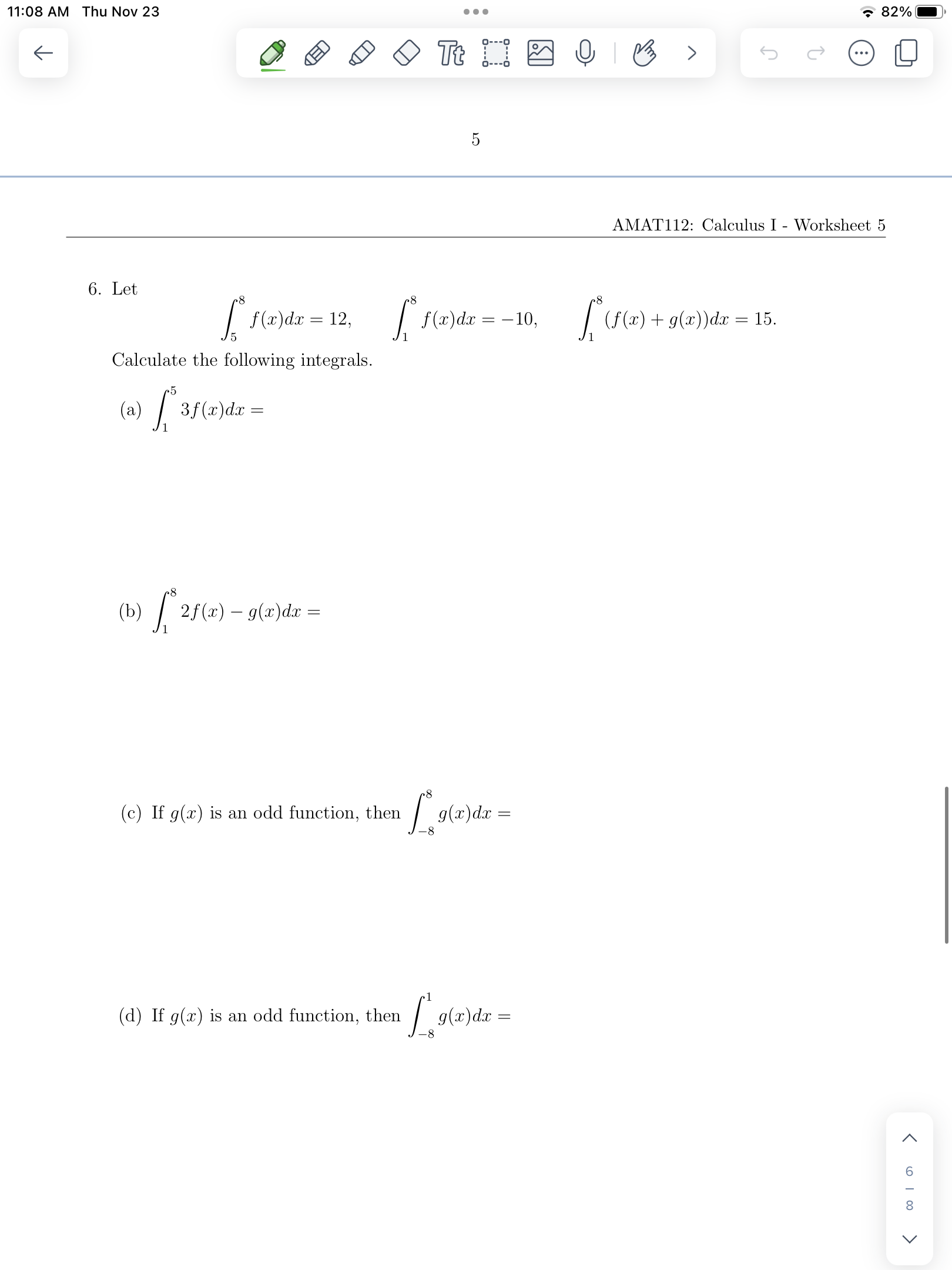 Solved 11:08 AM Thu Nov 23 5 AMAT112: Calculus I - Worksheet | Chegg.com