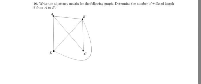 Solved Write the adjacency matrix for the following graph. | Chegg.com
