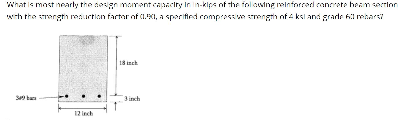 Solved What is most nearly the design moment capacity in | Chegg.com