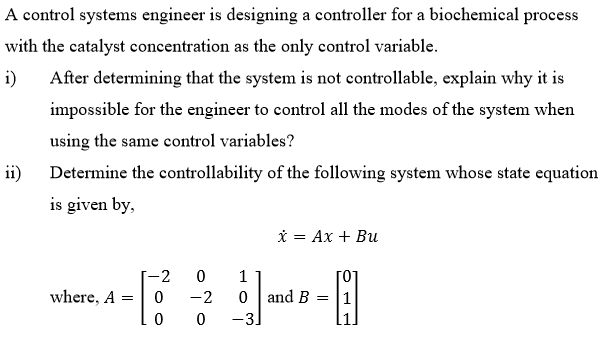 Solved A control systems engineer is designing a controller | Chegg.com