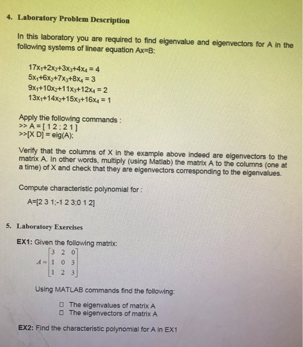 Solved 4. Laboratory Problem Description In this laboratory | Chegg.com