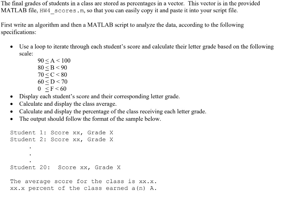 Solved The final grades of students in a class are stored as | Chegg.com