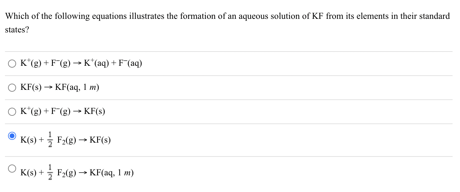 Solved Which of the following equations illustrates the | Chegg.com