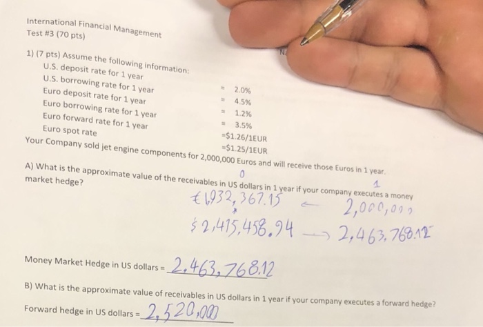 Solved International Financial Management Test #3 (70 pts) | Chegg.com