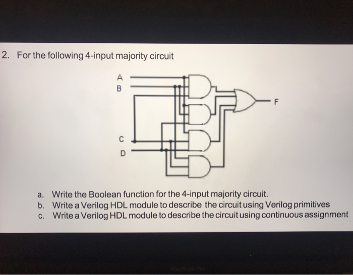 Solved 2. For the following 4-input majority circuit a. b. | Chegg.com