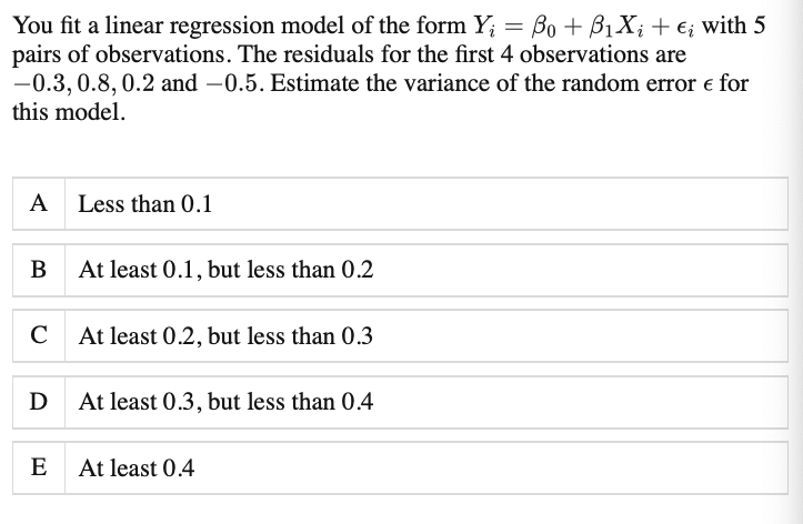 Solved You fit a linear regression model of the form | Chegg.com