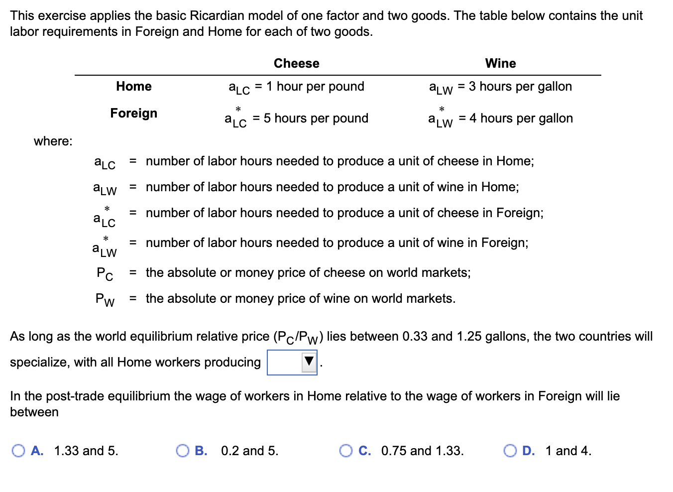Solved This exercise applies the basic Ricardian model of | Chegg.com