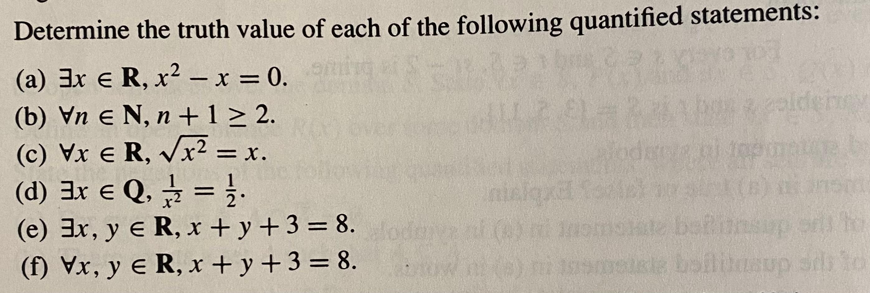 Solved Determine the truth value of each of the following | Chegg.com