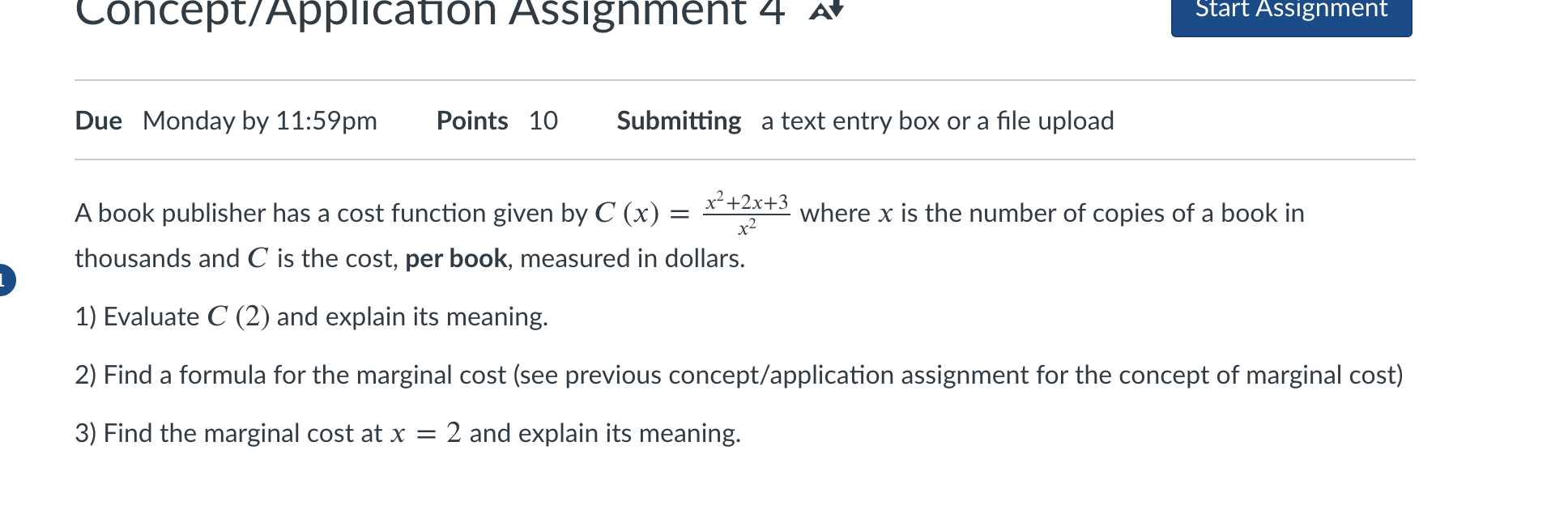 Solved Concept/Application Assignment 4 A Start Assignment | Chegg.com