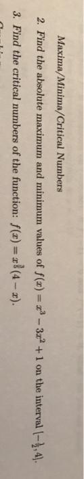 Solved Find the absolute maximum and minimum values of f(x) | Chegg.com