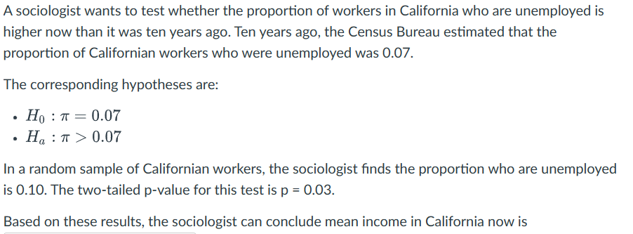 Solved Based on these results, can the sociologist conclude | Chegg.com