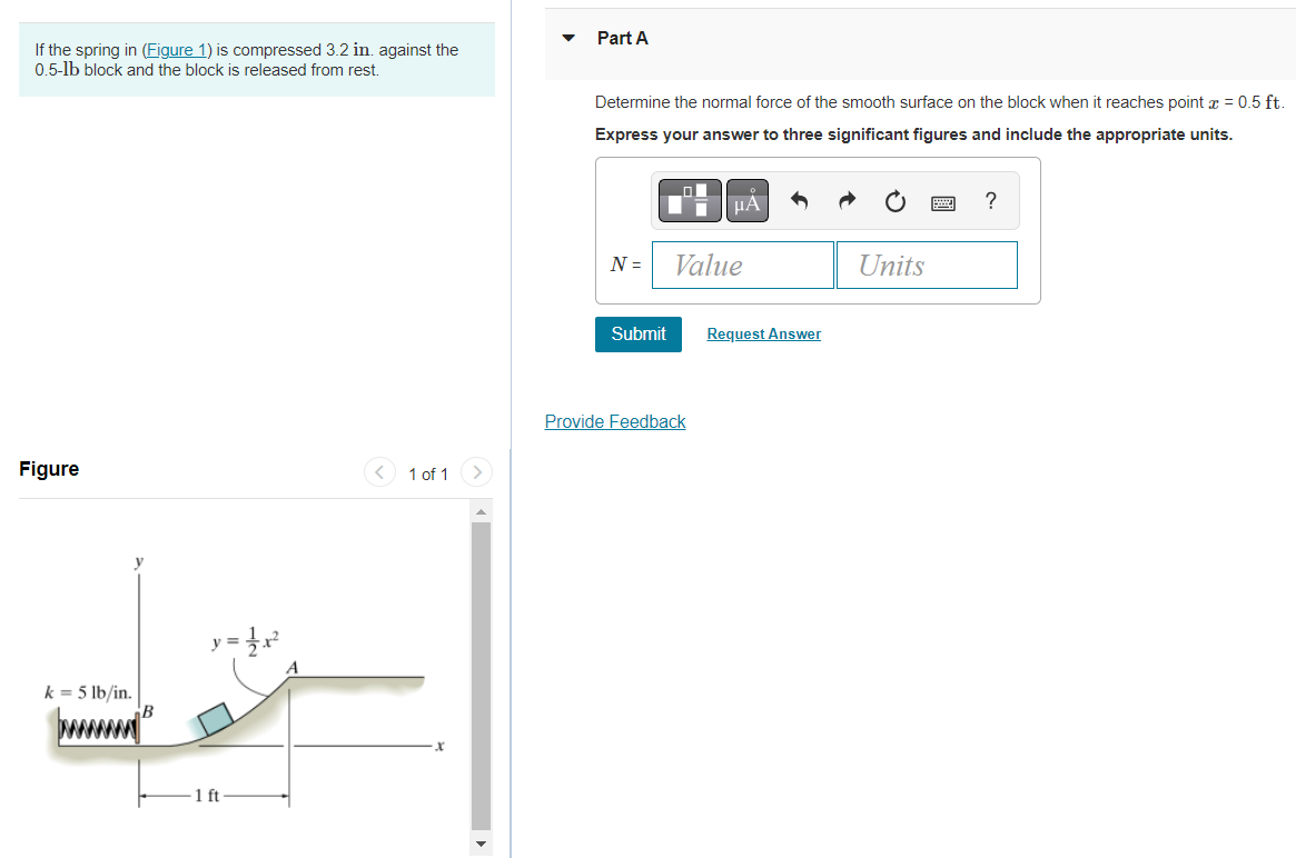 Solved If the spring in (Figure 1) is compressed 3.2 in. | Chegg.com