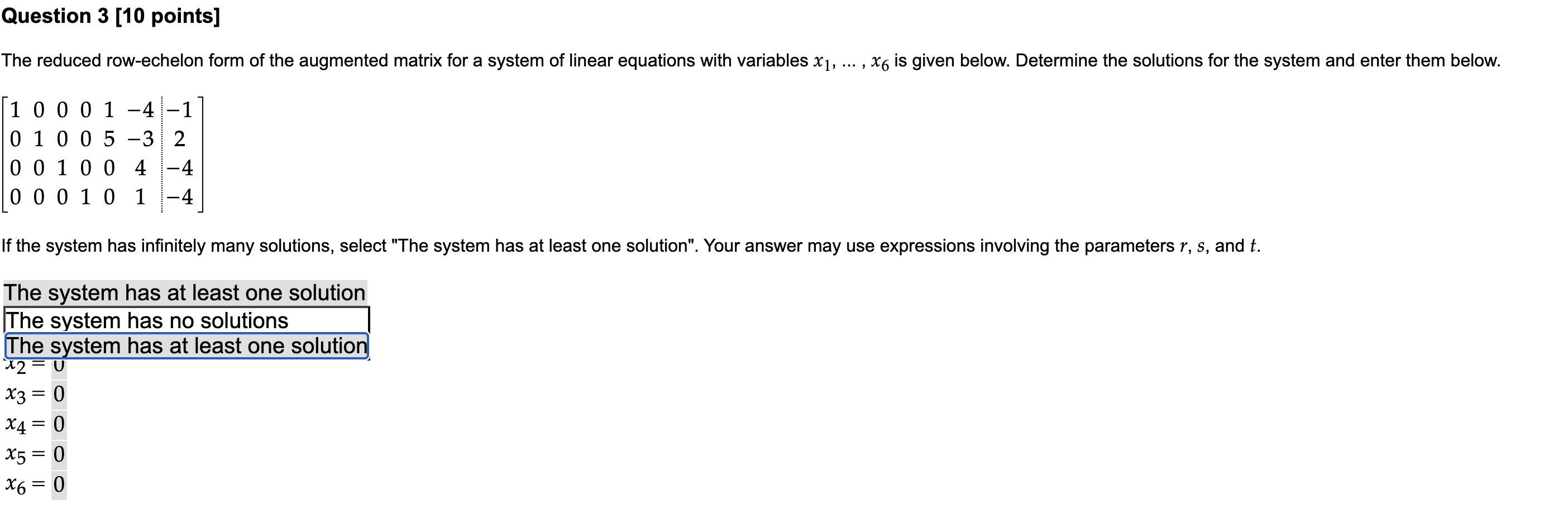 Solved Question 3 [10 ﻿points] ﻿The reduced row-echelon form | Chegg.com