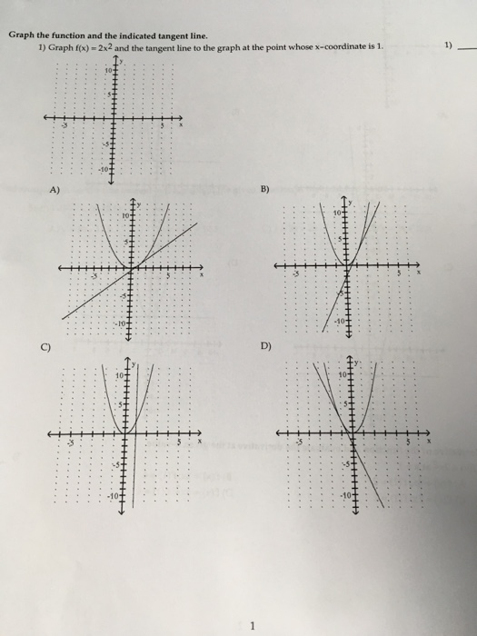 Solved Graph the function and the indicated tangent line. 1) | Chegg.com