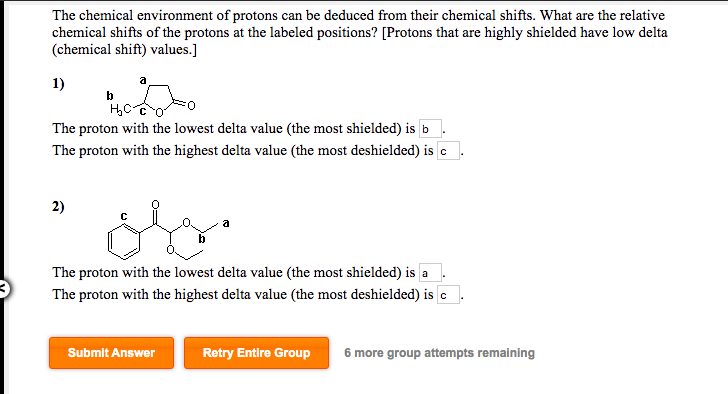 Solved The chemical environment of protons can be deduced | Chegg.com