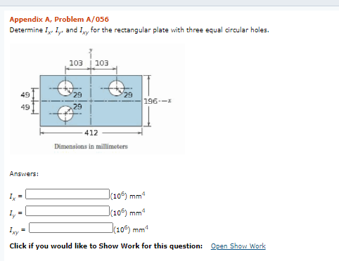 Solved Appendix A, Problem A/056 Determine Ix, Iy, and Ixy | Chegg.com