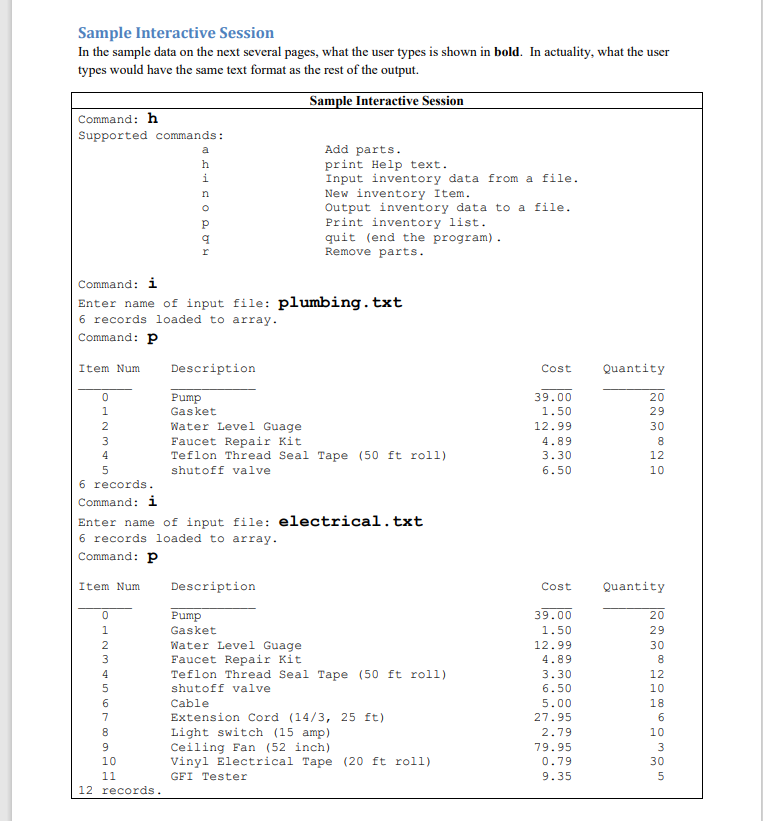 Solved Inventory Application Program This project involves | Chegg.com