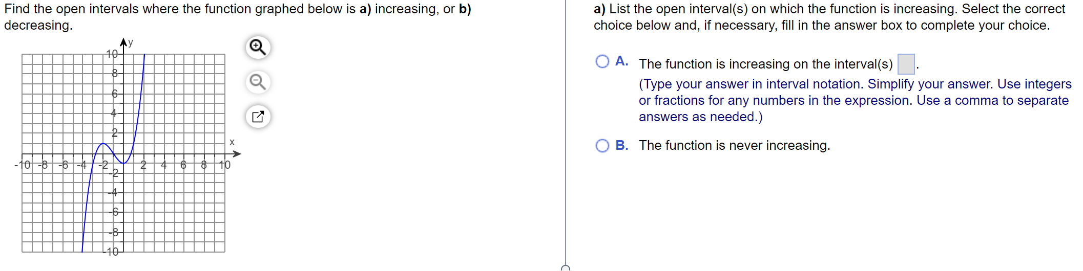 Solved Find the open intervals where the function graphed | Chegg.com