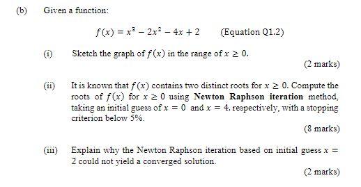 Solved b (b) Given a function: f(x) = x3 - 2x2 - 4x + 2 | Chegg.com
